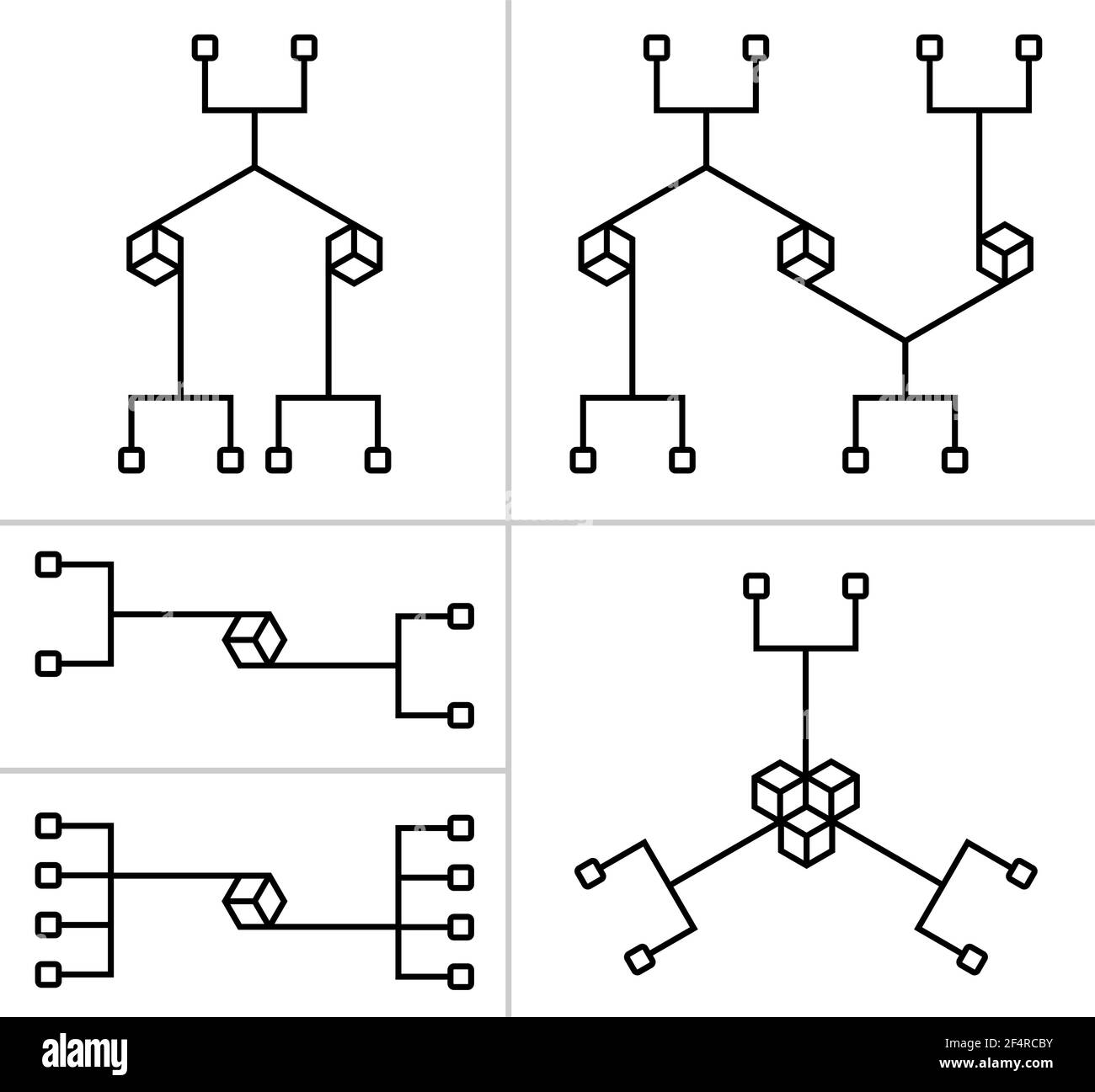 Network Connection, Hub, Social Network Isolated Flat Line Icon Vector ...