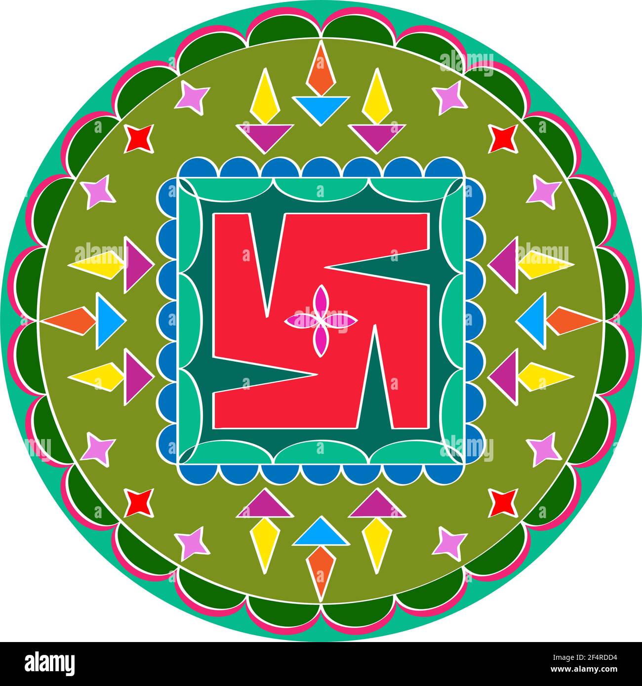 Rangoli Ornamental Design Vector Art Illustration Stock Vector Image ...
