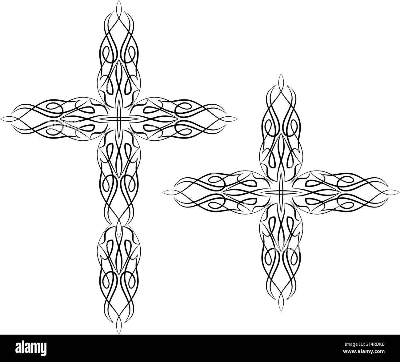 Pinstripe Christian Cross : Vinyl Ready Design Vector Art Illustration ...