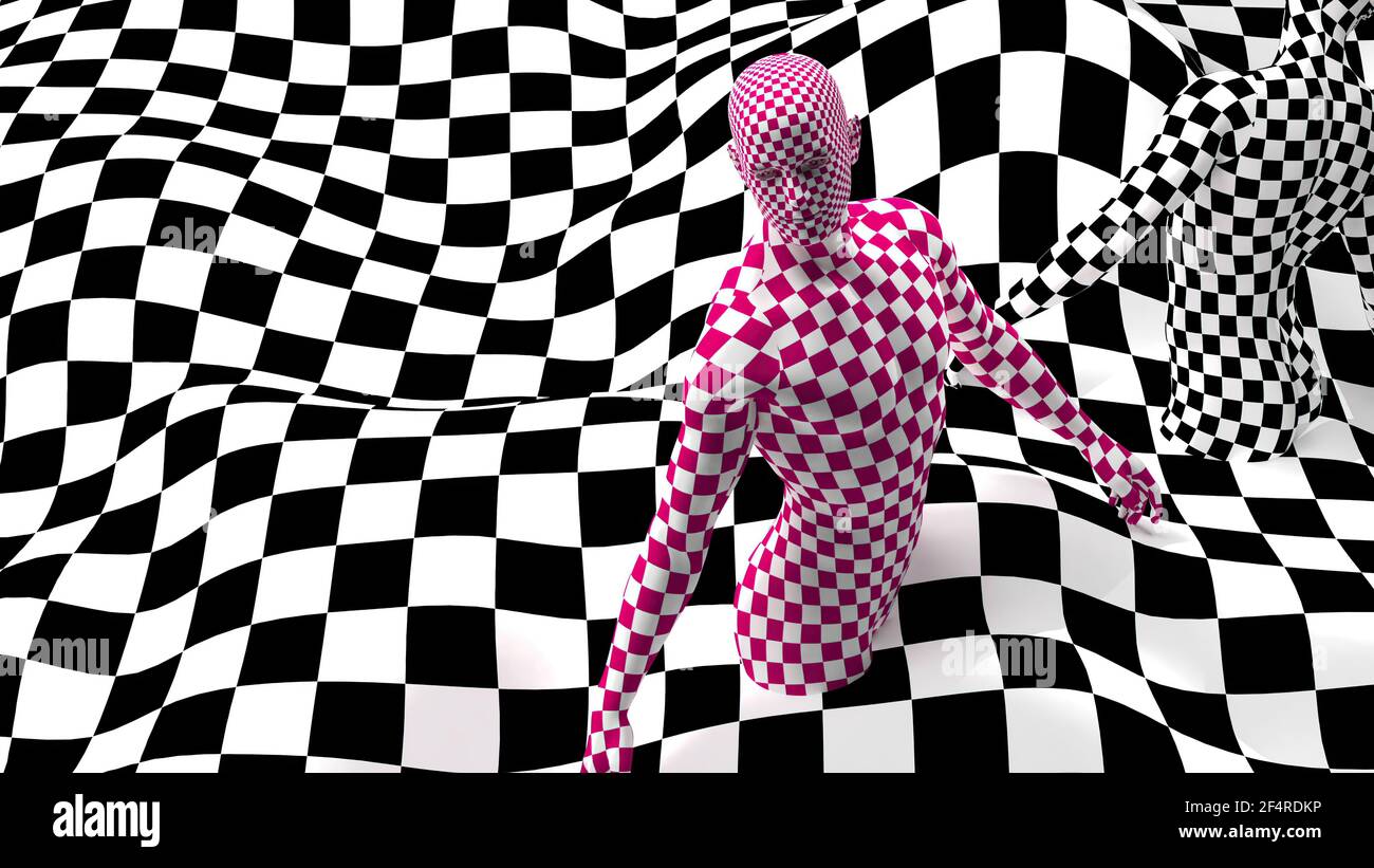 Checkered art composition red man hi-res stock photography and images ...