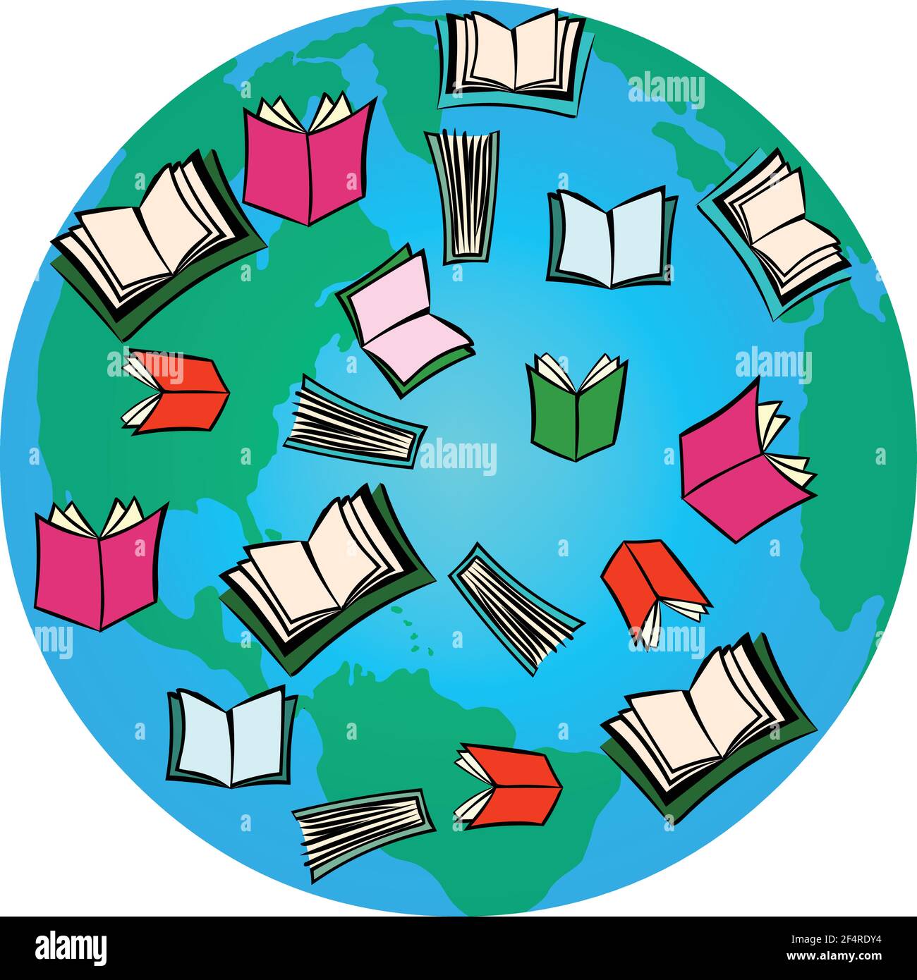Earth and books global education illustration vecor isolated on white background Stock Vector ...