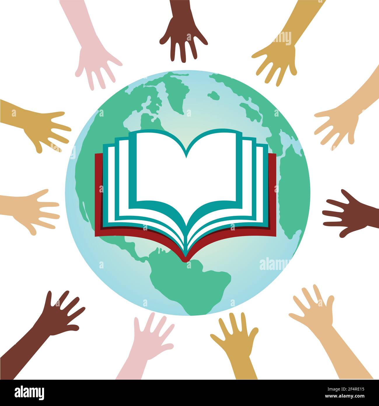 Global education icon logo Diversity hands vector illustration Stock ...