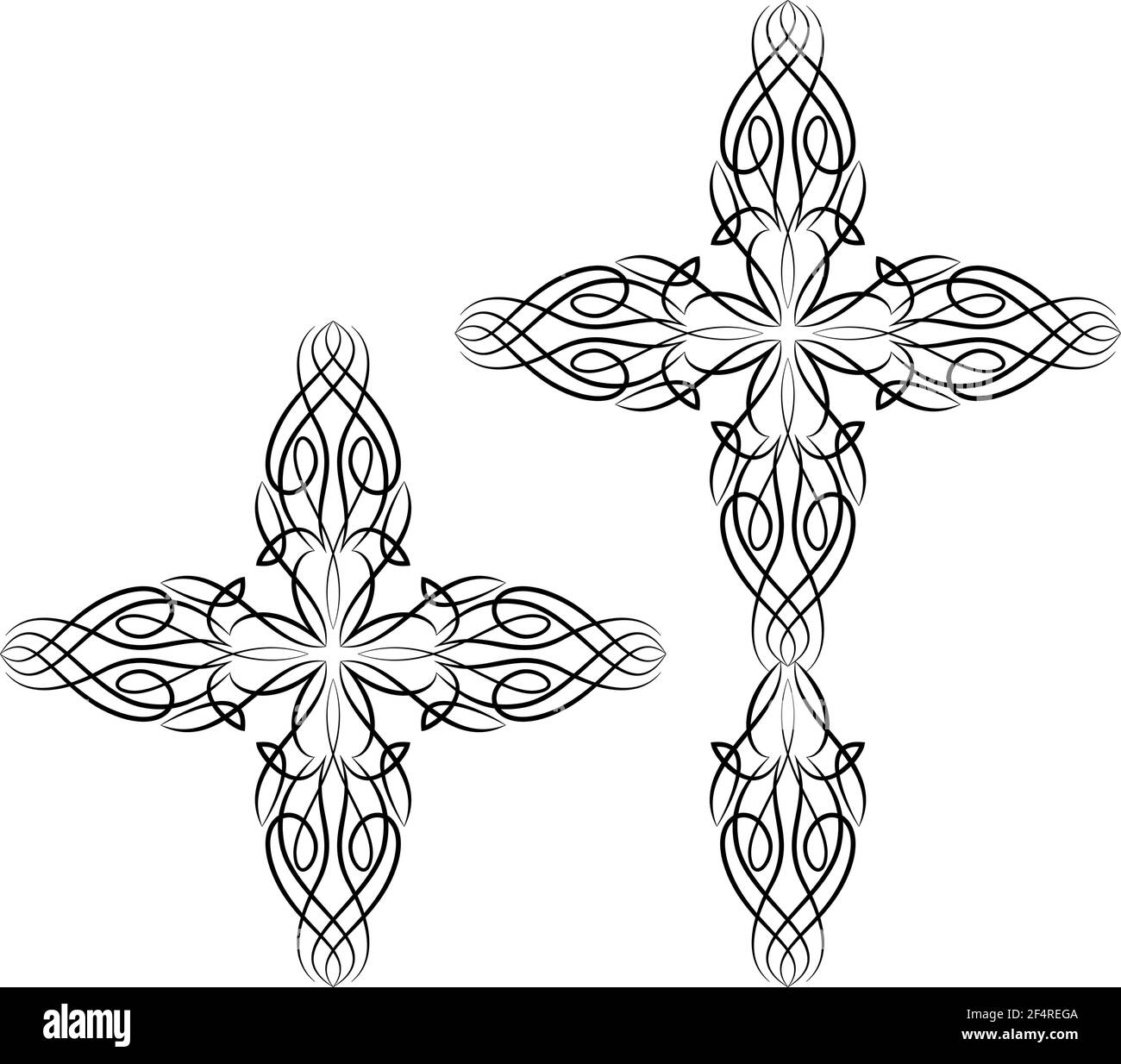 Pinstripe Christian Cross : Vinyl Ready Design Vector Art Illustration ...