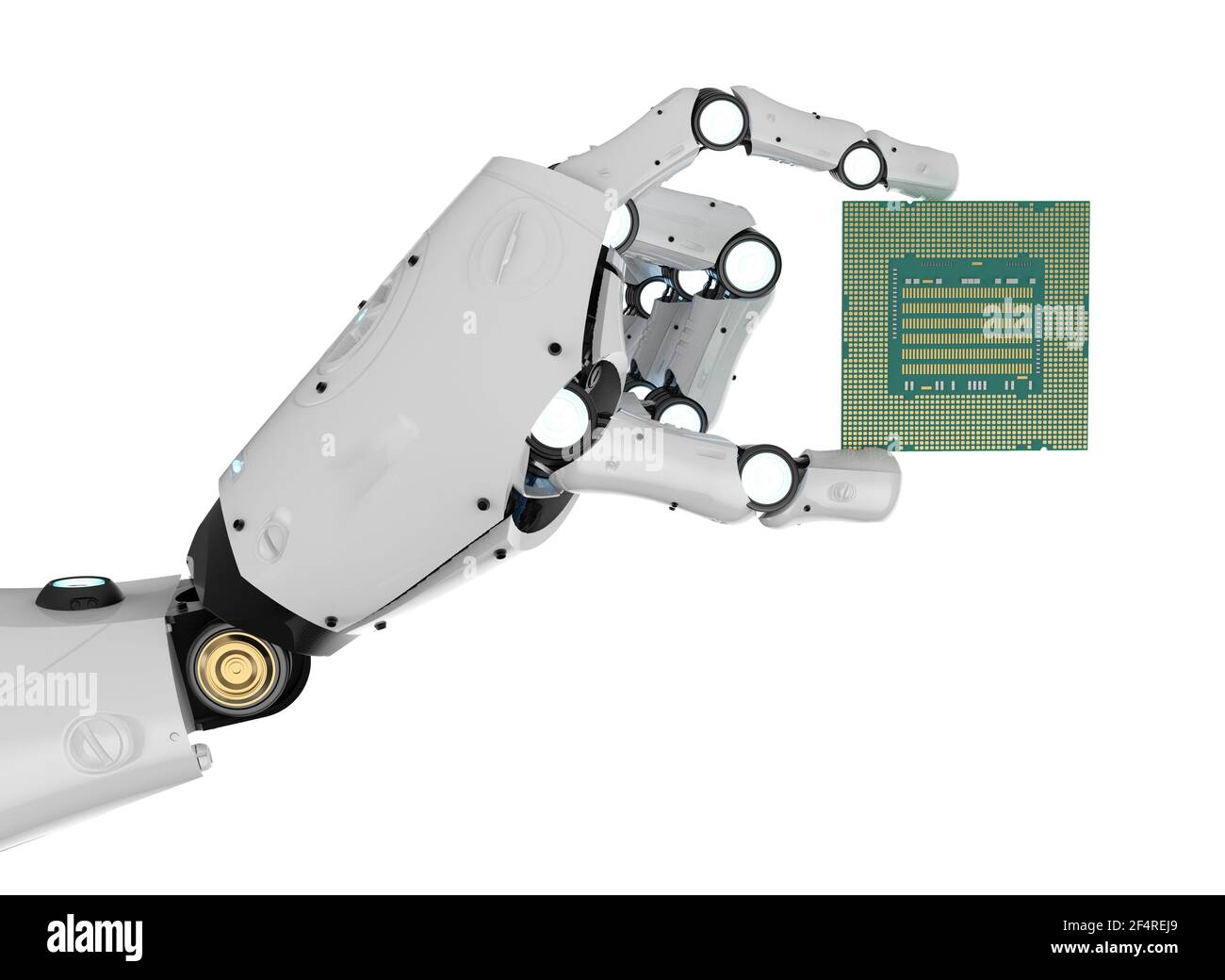 3d rendering robotic arm with chipset for semiconductor manufacturing ...