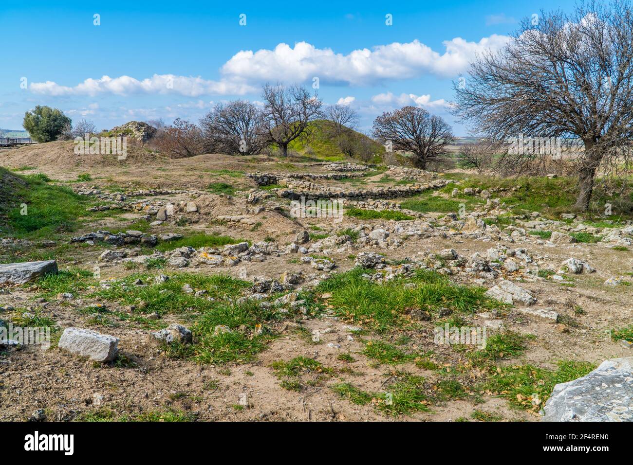 Walls, ruins and remains of the ancient Greek city of Troy in the ...