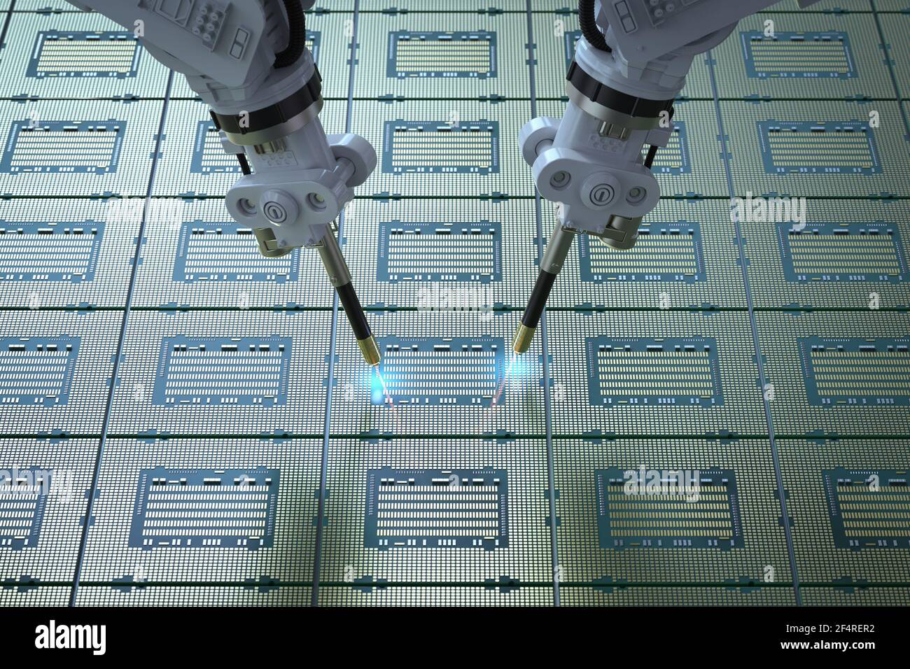 3d rendering robotic arms with chipset for semiconductor manufacturing ...