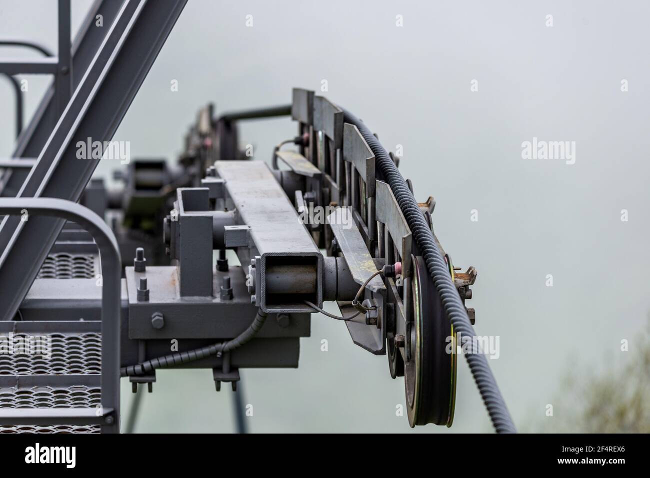 Cable car gear wheels. Rollers and pulleys of the ski lift Stock Photo ...