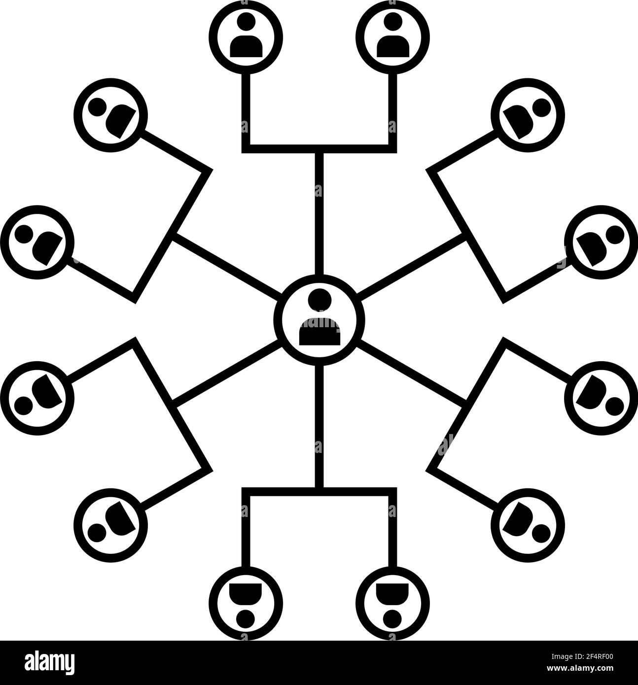 Network Connection, Hub, Social Network Isolated Flat Line Icon Vector ...