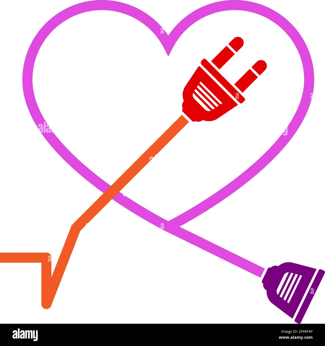 Plug Male Female Heart Shape Connection Icon Design Vector Art ...