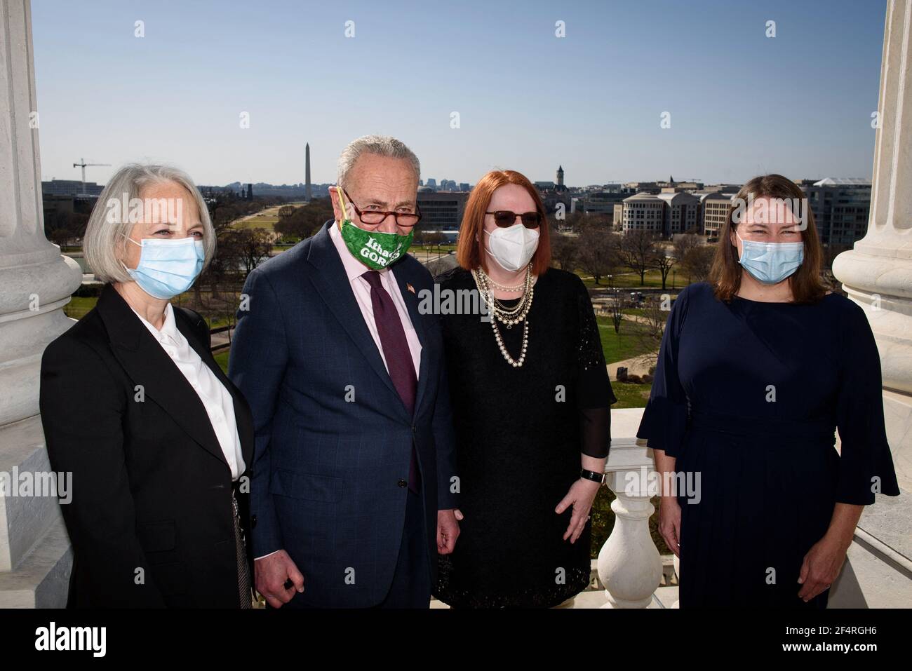 Senate Majority Leader Chuck Schumer poses for a photo with the new ...