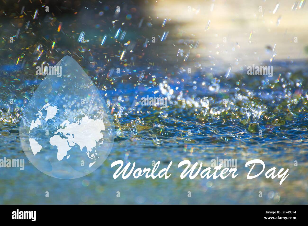 World water day. Abstract waterdrop concept of landscape background ...