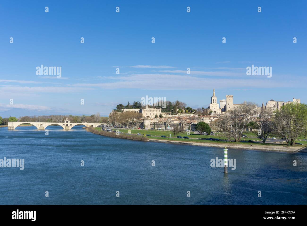 A panorama view of the city of Avignon on the Rhone River Stock Photo ...