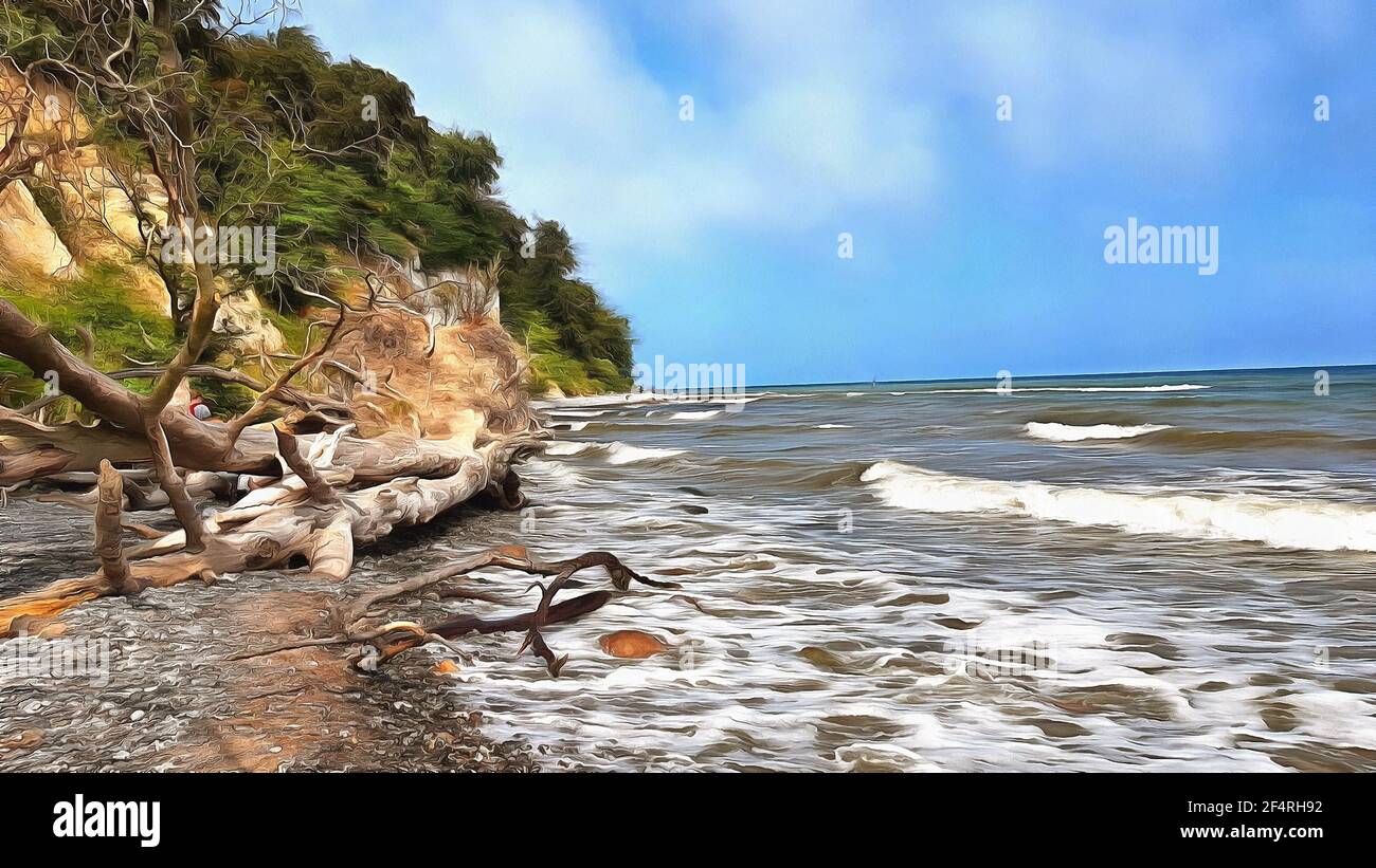 Seaside beach landscape and beautiful coastline with sea waves Stock ...