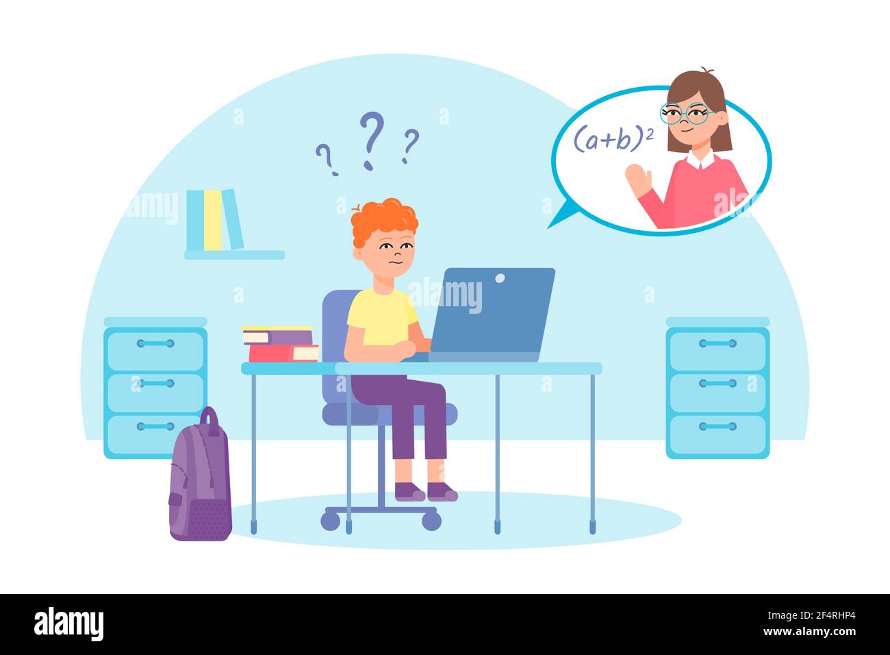 Distance learning concept. Student is learning math at home Stock ...