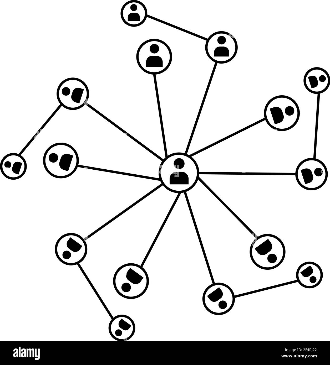 Network Connection, Hub, Social Network Isolated Flat Line Icon Vector ...