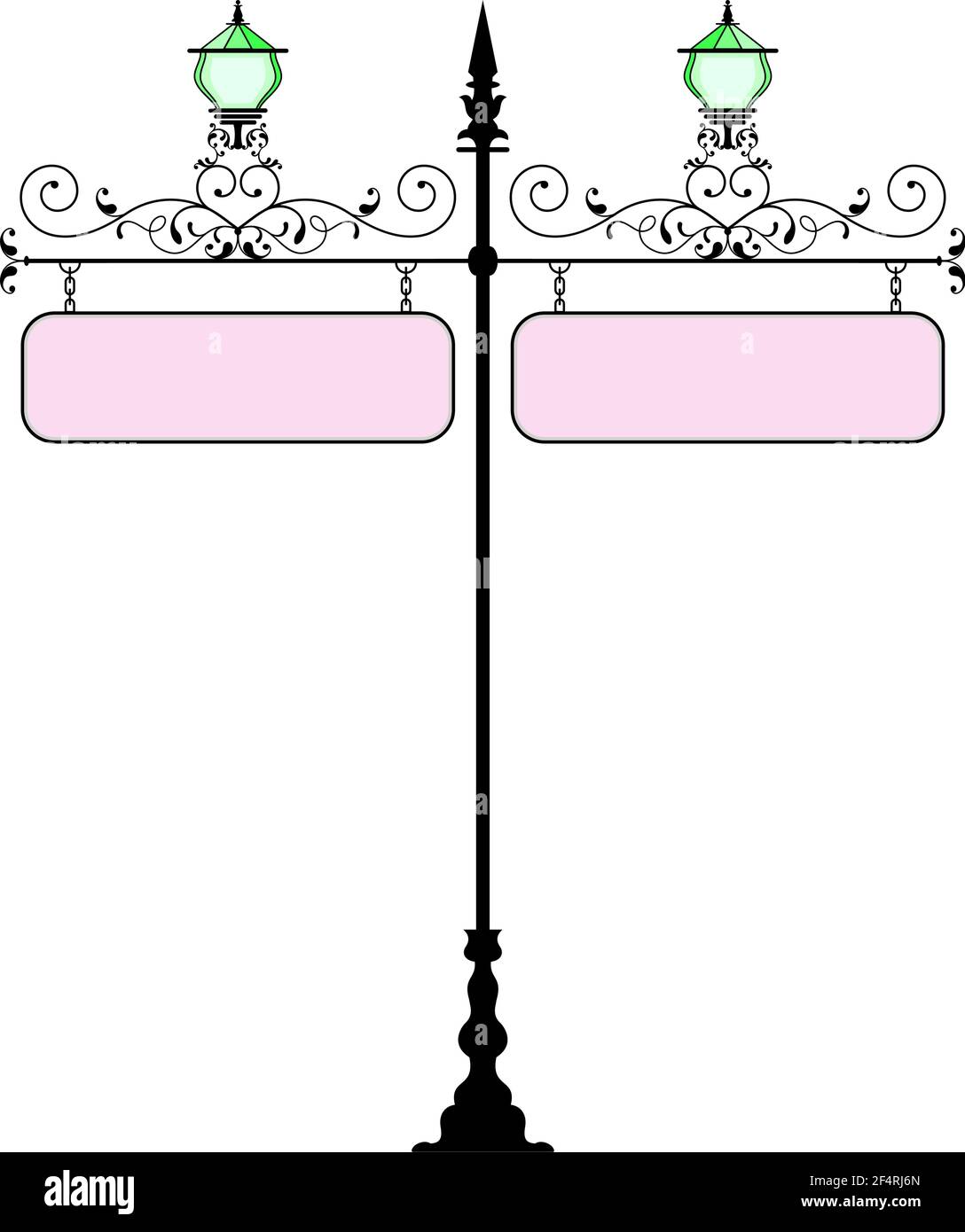 Wrought Iron Signage With Lamp, Lantern Vector Illustration Stock ...