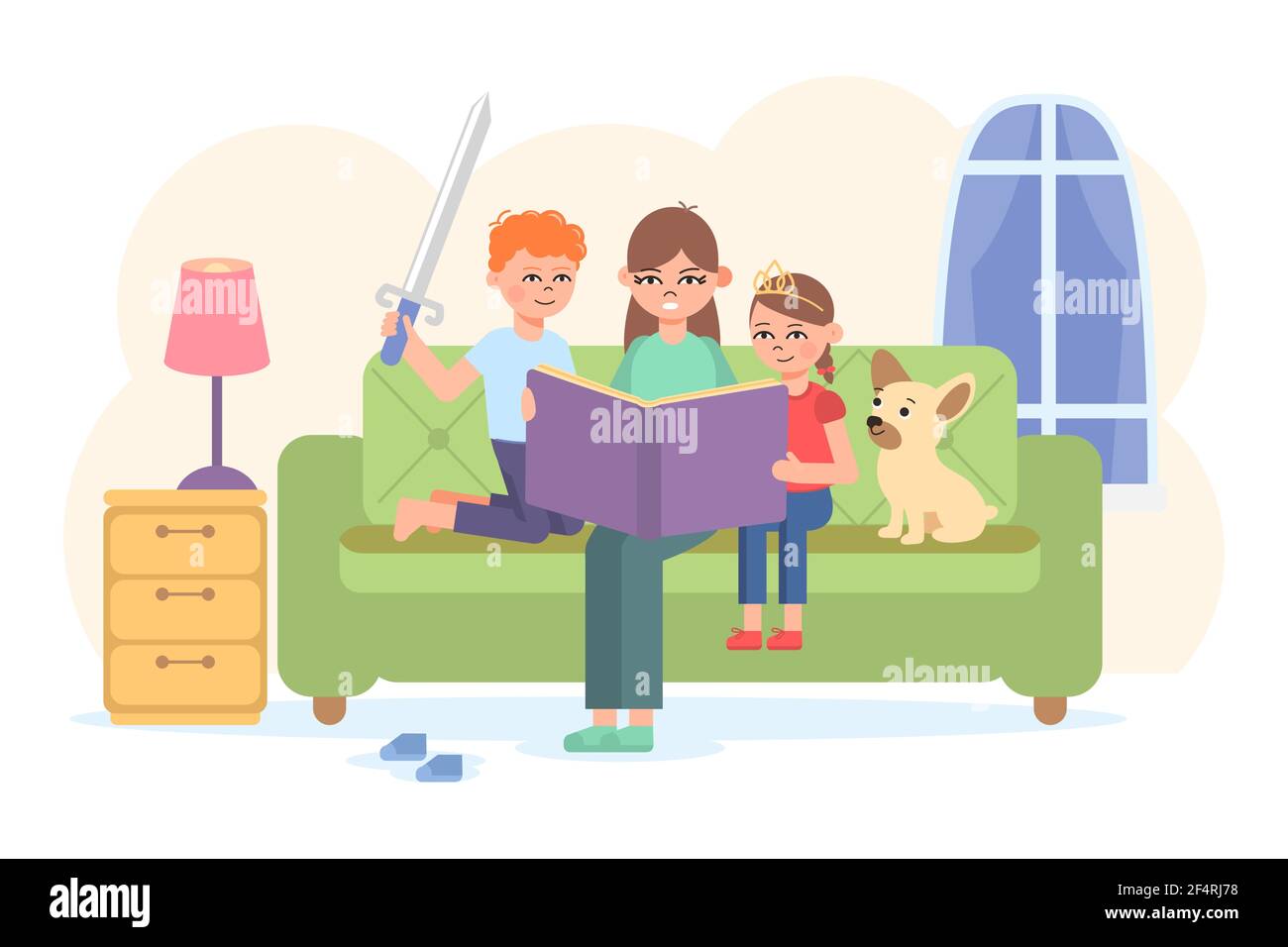 Mother book reading daughter Stock Vector Images - Alamy