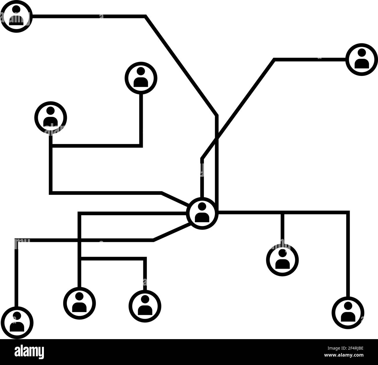 Network Connection, Hub, Social Network Isolated Flat Line Icon Vector ...