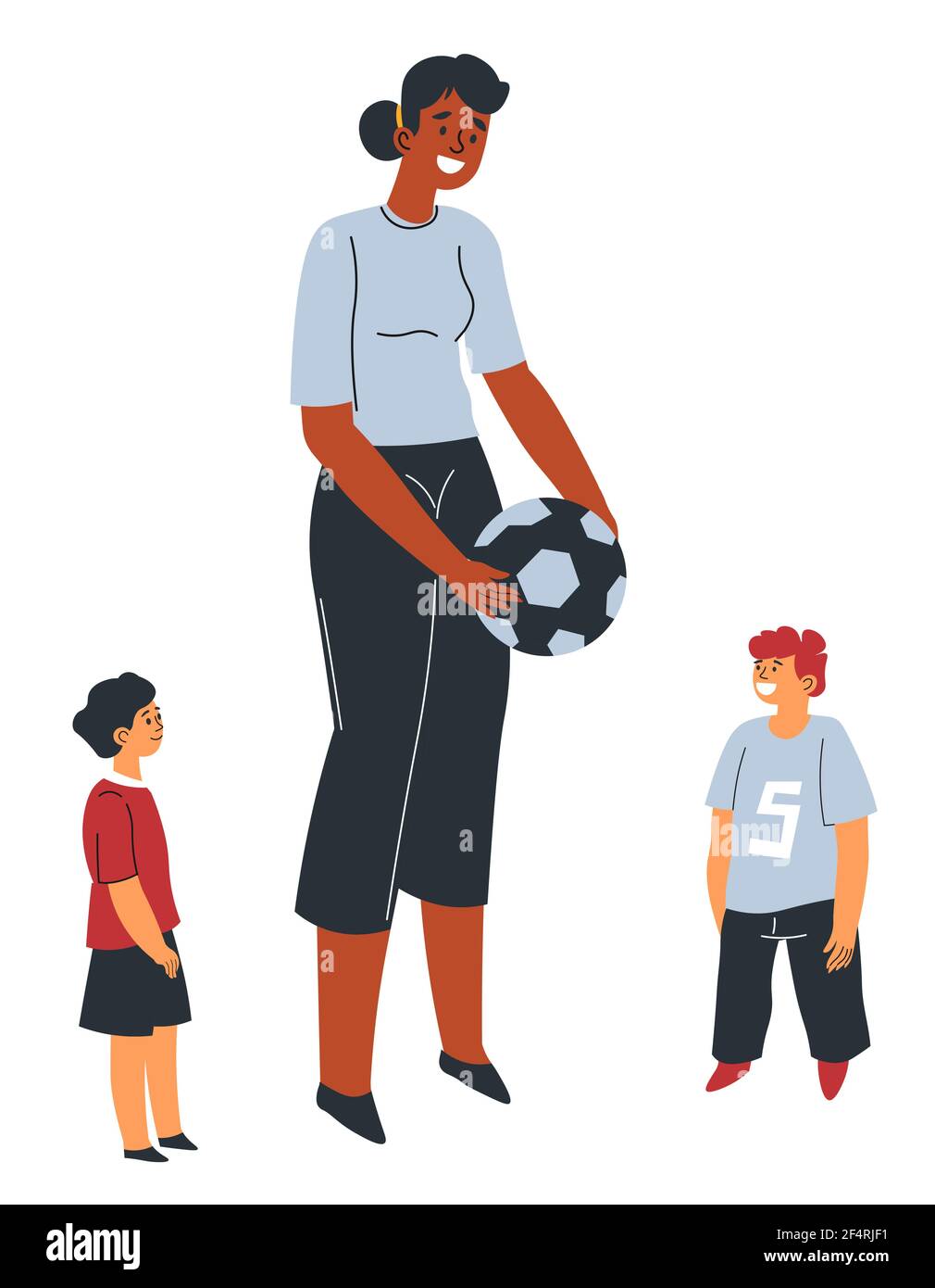 Teacher showing boys how to play football game Stock Vector Image & Art ...