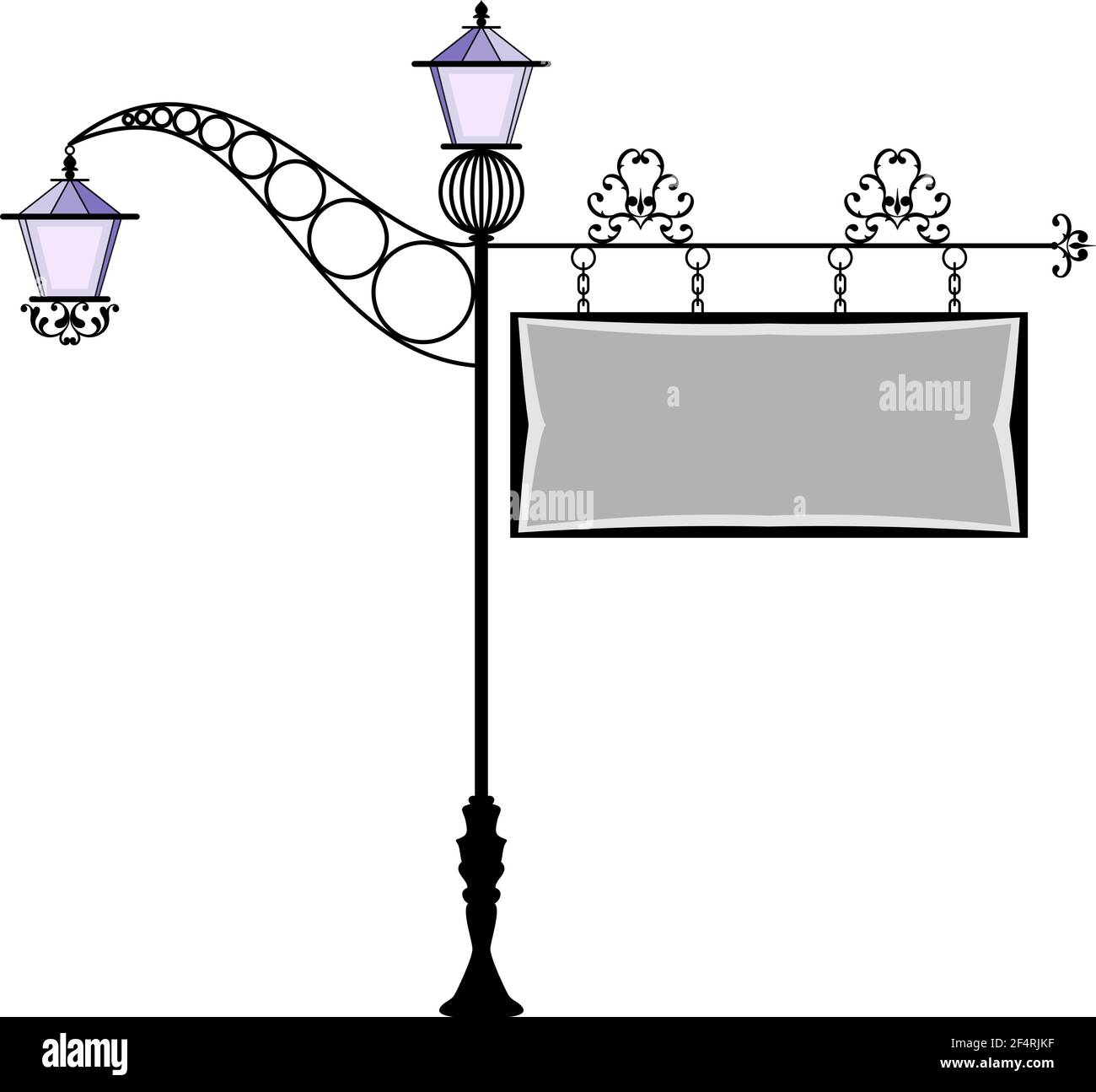 Wrought Iron Signage With Lamp, Lantern Vector Illustration Stock ...