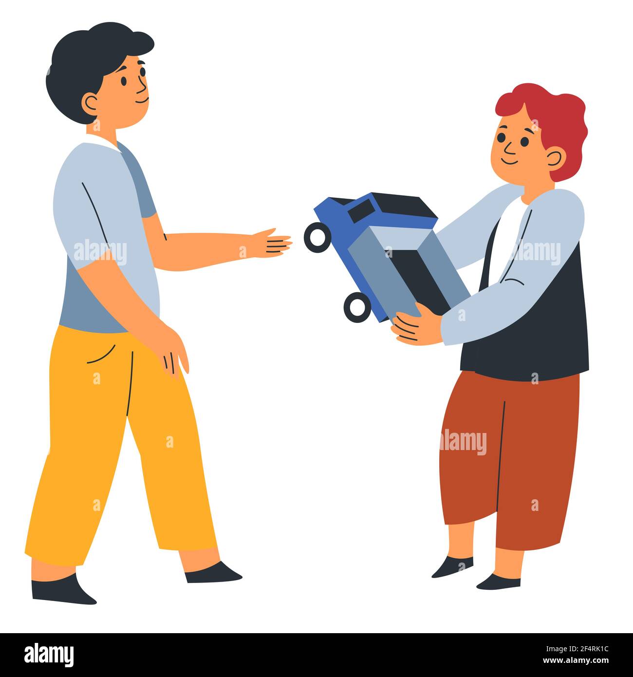 Child sharing with friend Stock Vector Images - Alamy