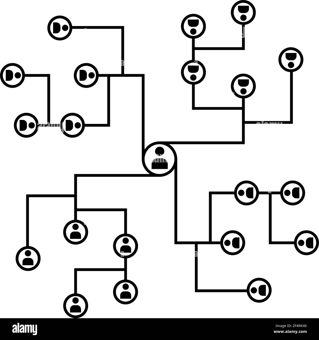 Network Connection, Hub, Social Network Isolated Flat Line Icon Vector ...
