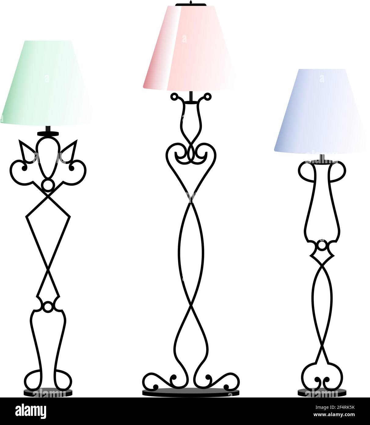 Wrought Iron Table Floor Lamp Vector Illustration Stock Vector Image ...