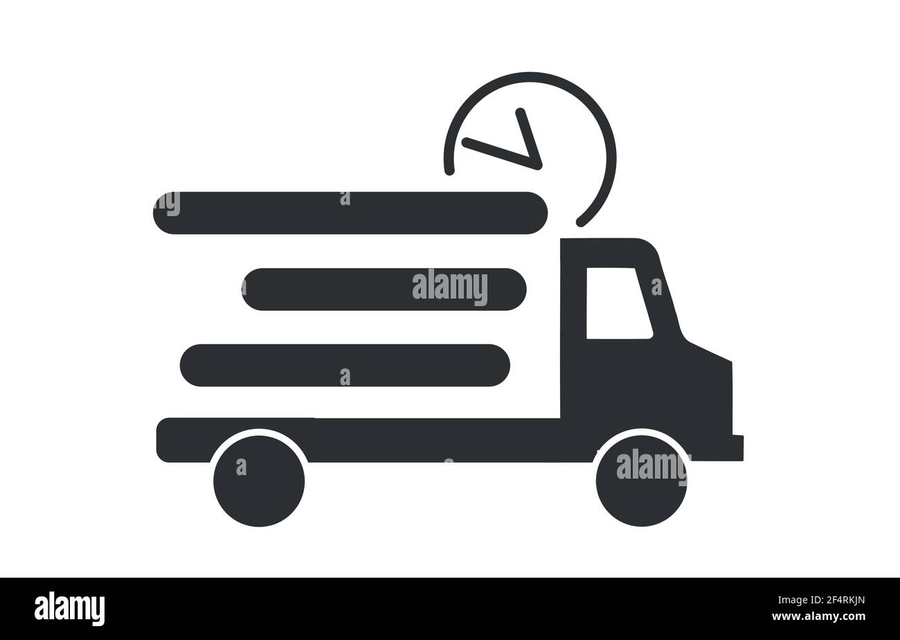 Fast delivery truck icon, express delivery, line symbol on white ...