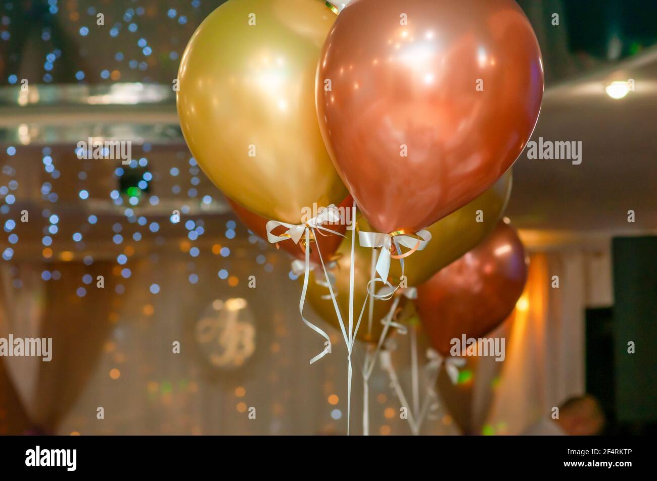 large balloons. close-up. balloons filled with helium hang in the air ...