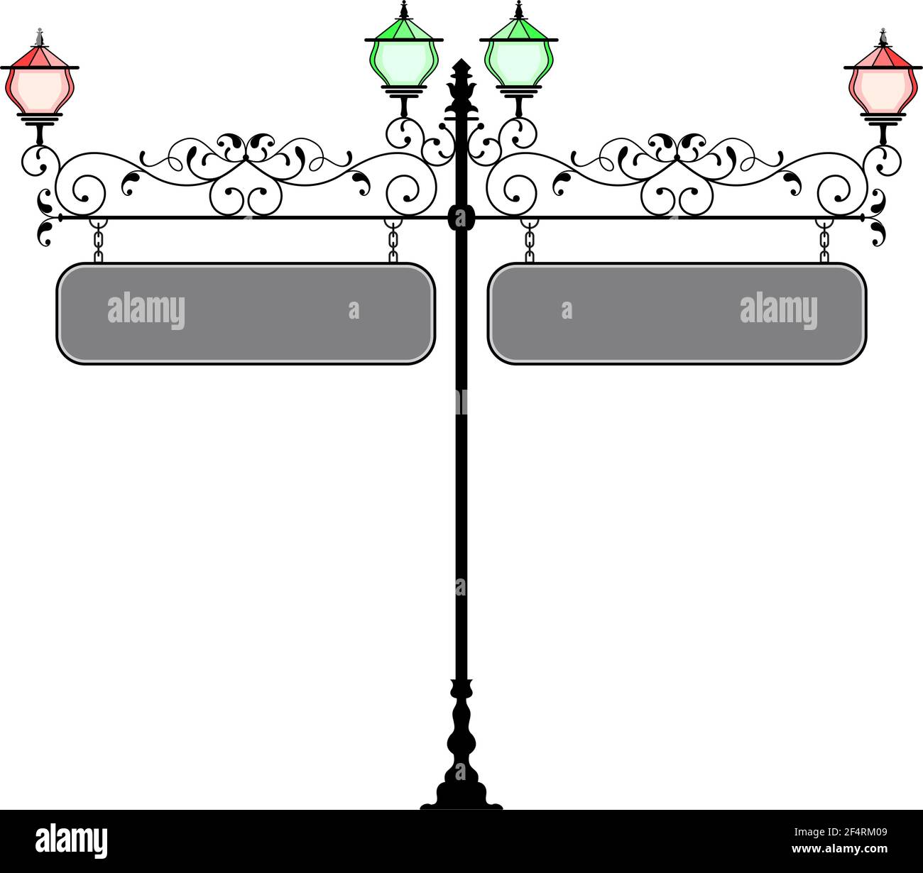 Wrought Iron Signage With Lamp, Lantern Vector Illustration Stock ...