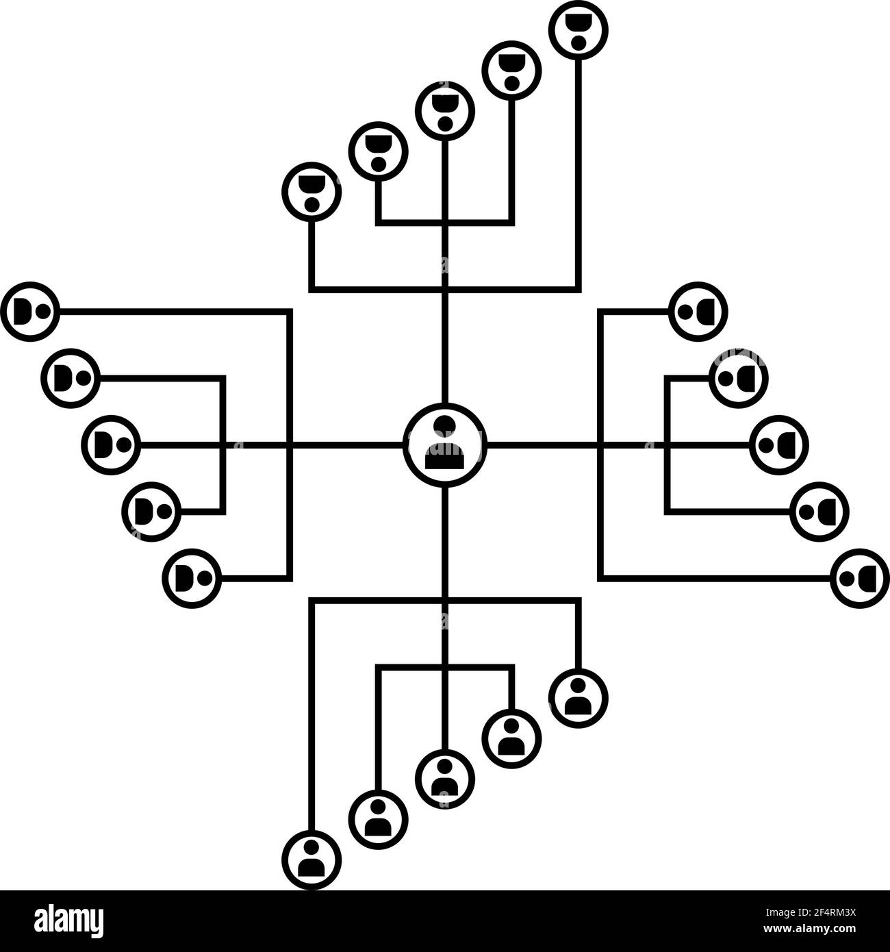 Network Connection, Hub, Social Network Isolated Flat Line Icon Vector ...