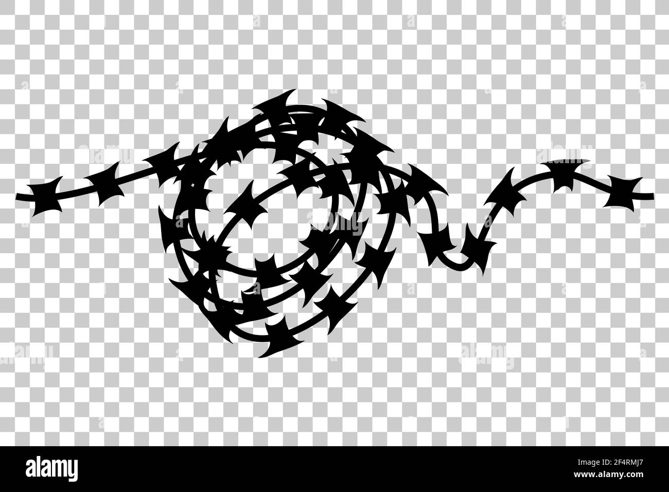 Seamless Silhouette Curl Barbed Wire, at transparent effect background ...