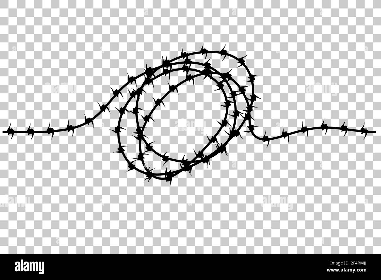 Seamless Silhouette Curl Barbed Wire, at transparent effect background ...