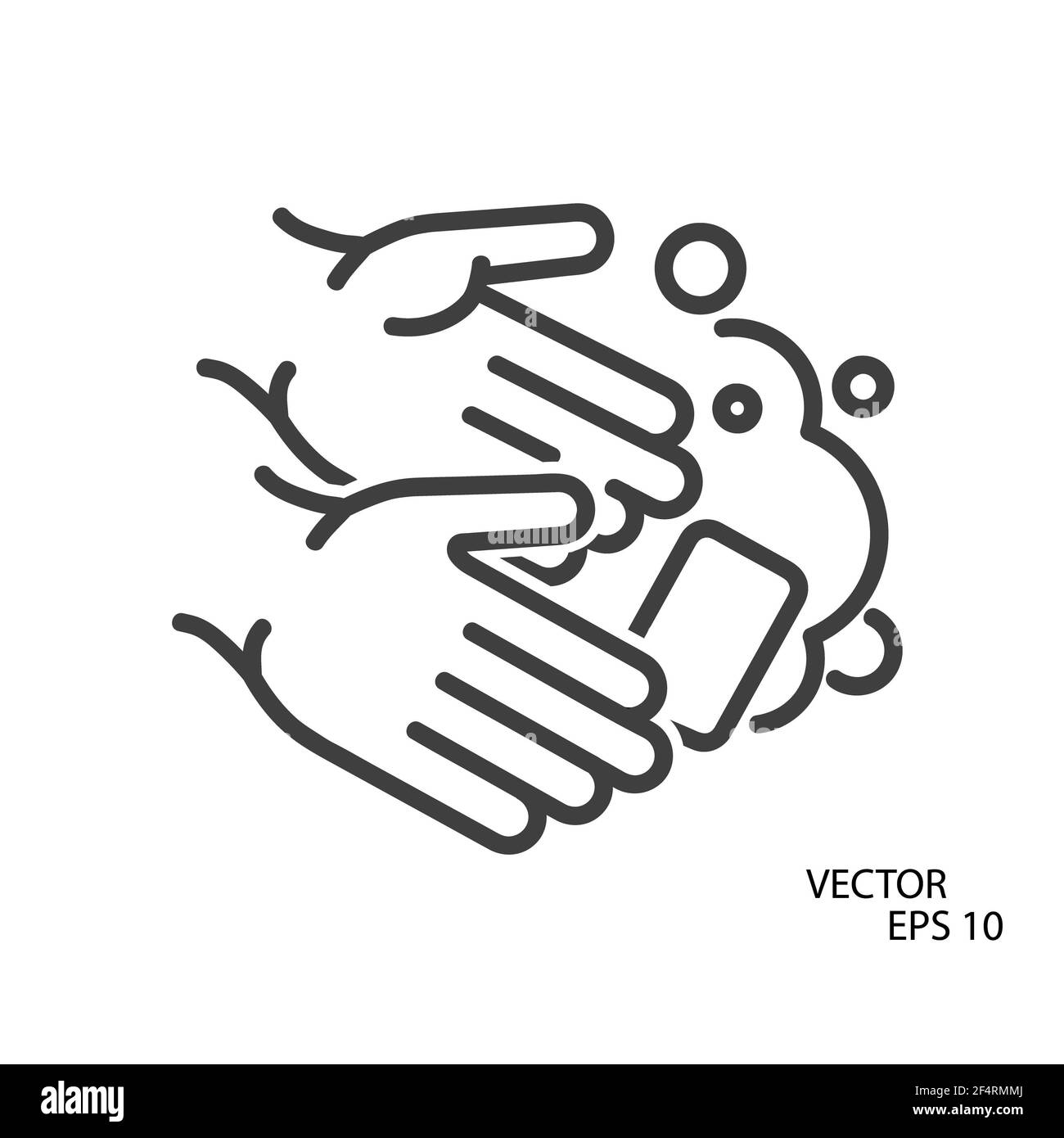 Hands washing flat icon. Pictogram for web. Line stroke. Isolated on ...