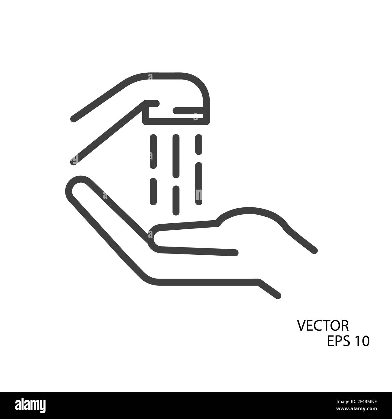 Hands washing flat icon. Pictogram for web. Line stroke. Isolated on ...