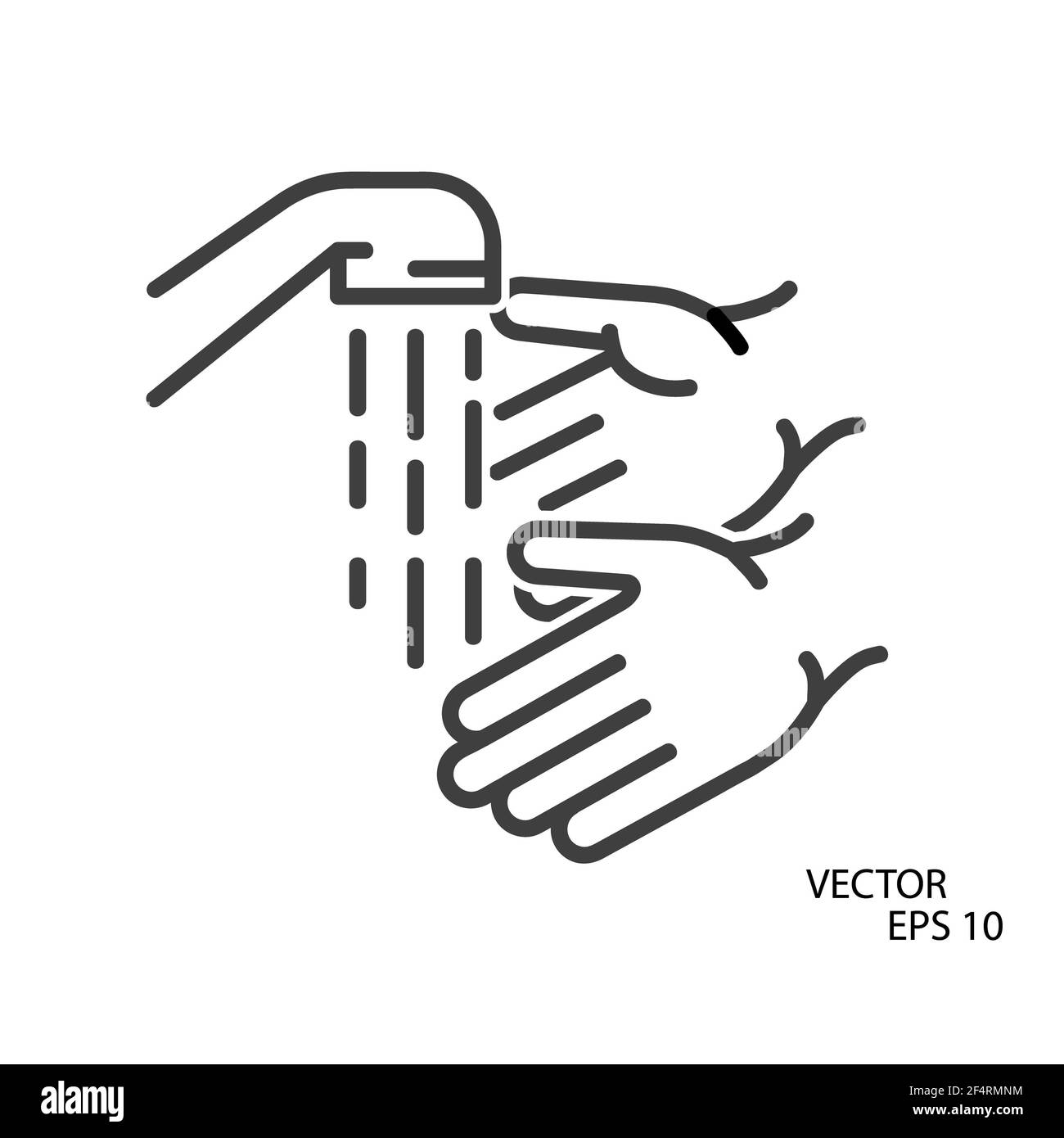 Hands washing flat icon. Pictogram for web. Line stroke. Isolated on ...