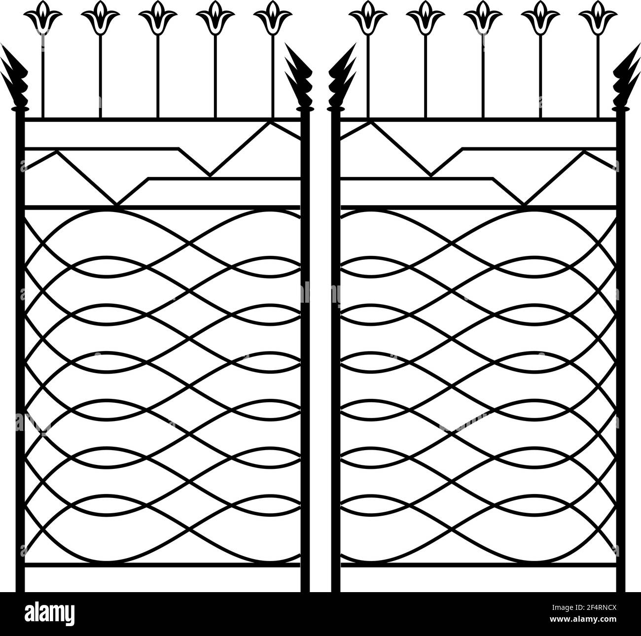 Wrought Iron Gate, Ornamental Design Vector Illustration Stock Vector ...
