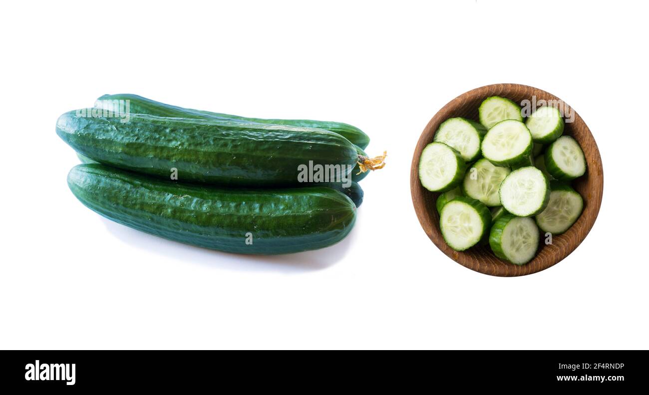Fresh cucumbers isolated on white background. Design element for ...