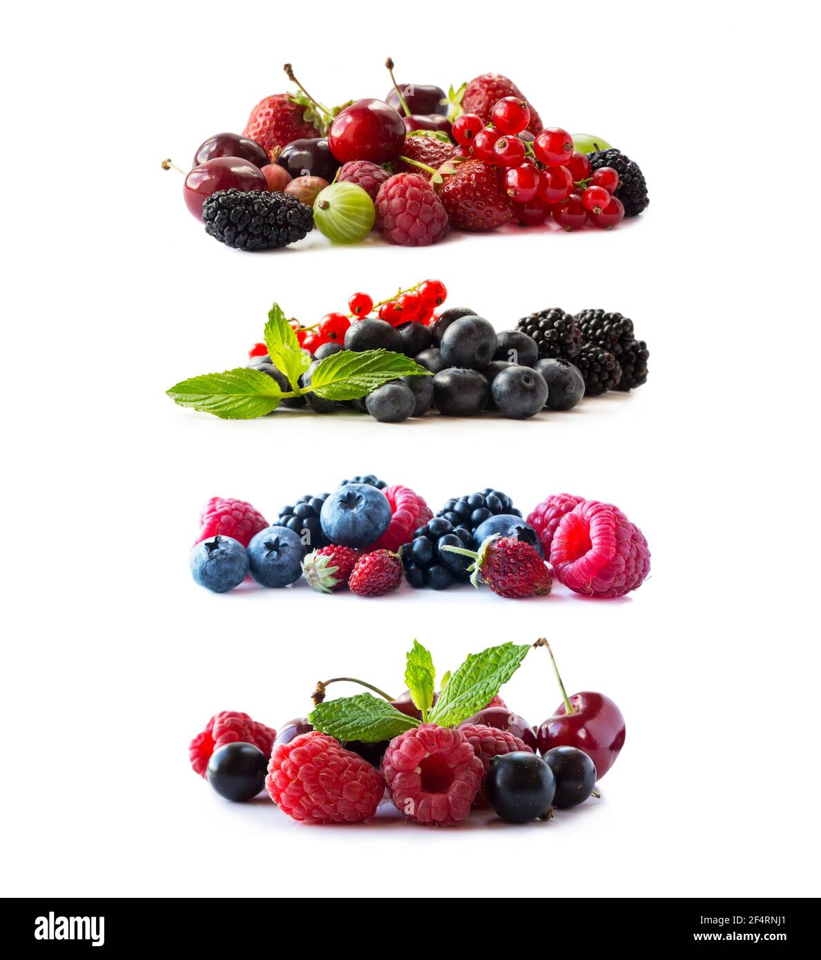Ripe berries and fruits isolated on white background.Juicy and ...