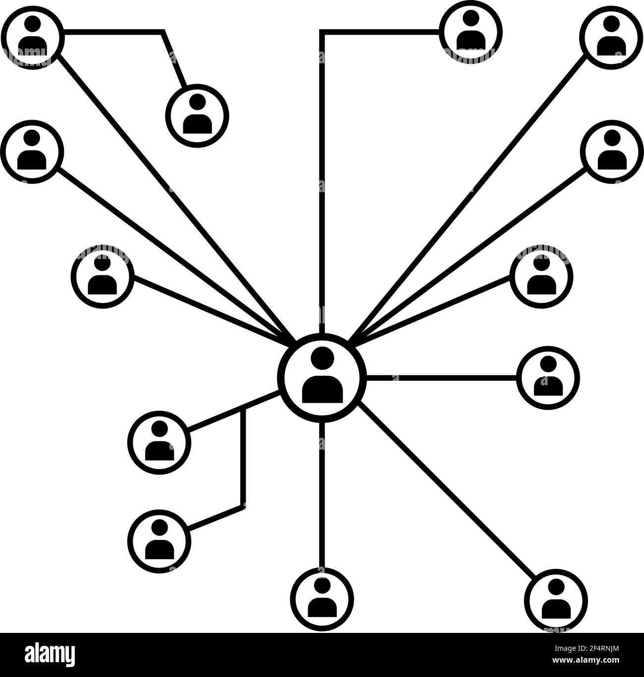 Network Connection, Hub, Social Network Isolated Flat Line Icon Vector ...