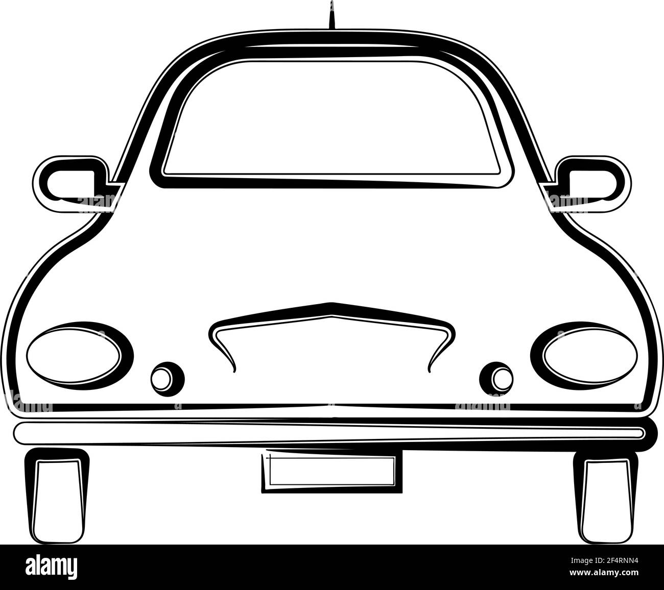 Car Calligraphic Front View, Stylish Car Design Vector Art Illustration ...