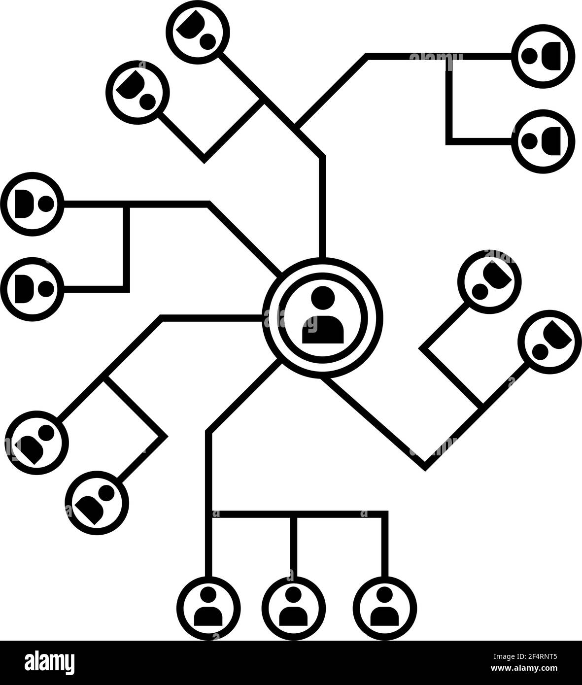 Network Connection, Hub, Social Network Isolated Flat Line Icon Vector ...