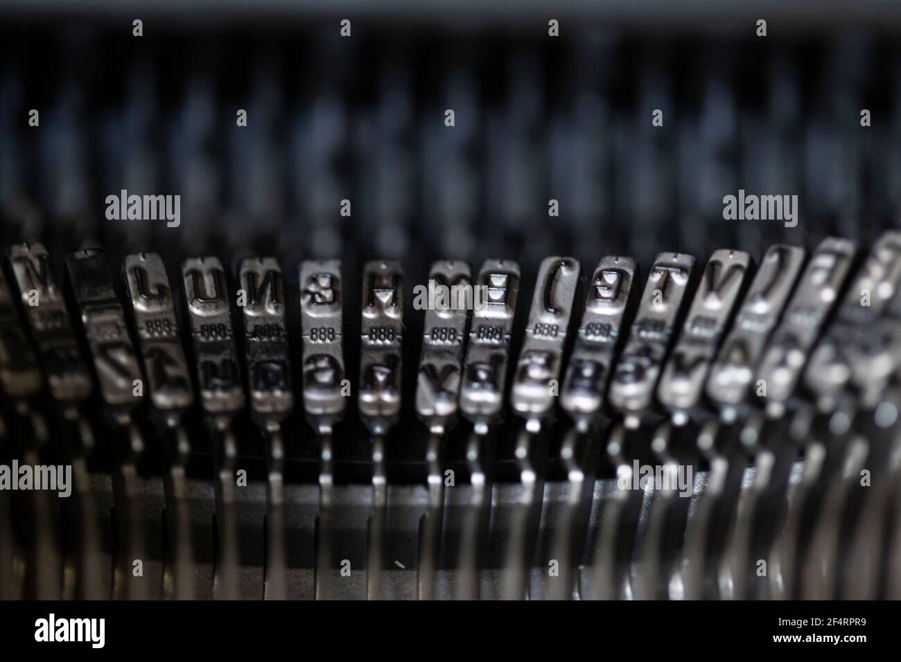 Detail of the metal parts engraved with the letters and numbers that ...