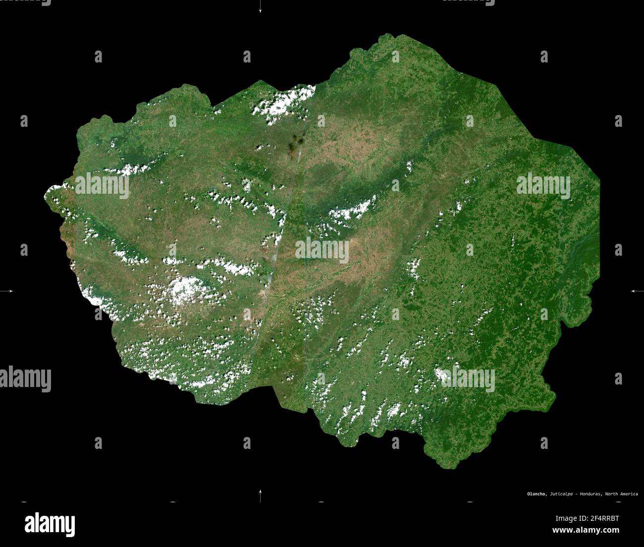 Olancho, department of Honduras. Sentinel-2 satellite imagery. Shape ...