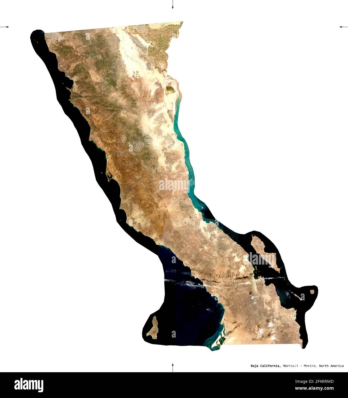 Baja California, state of Mexico. Sentinel-2 satellite imagery. Shape ...