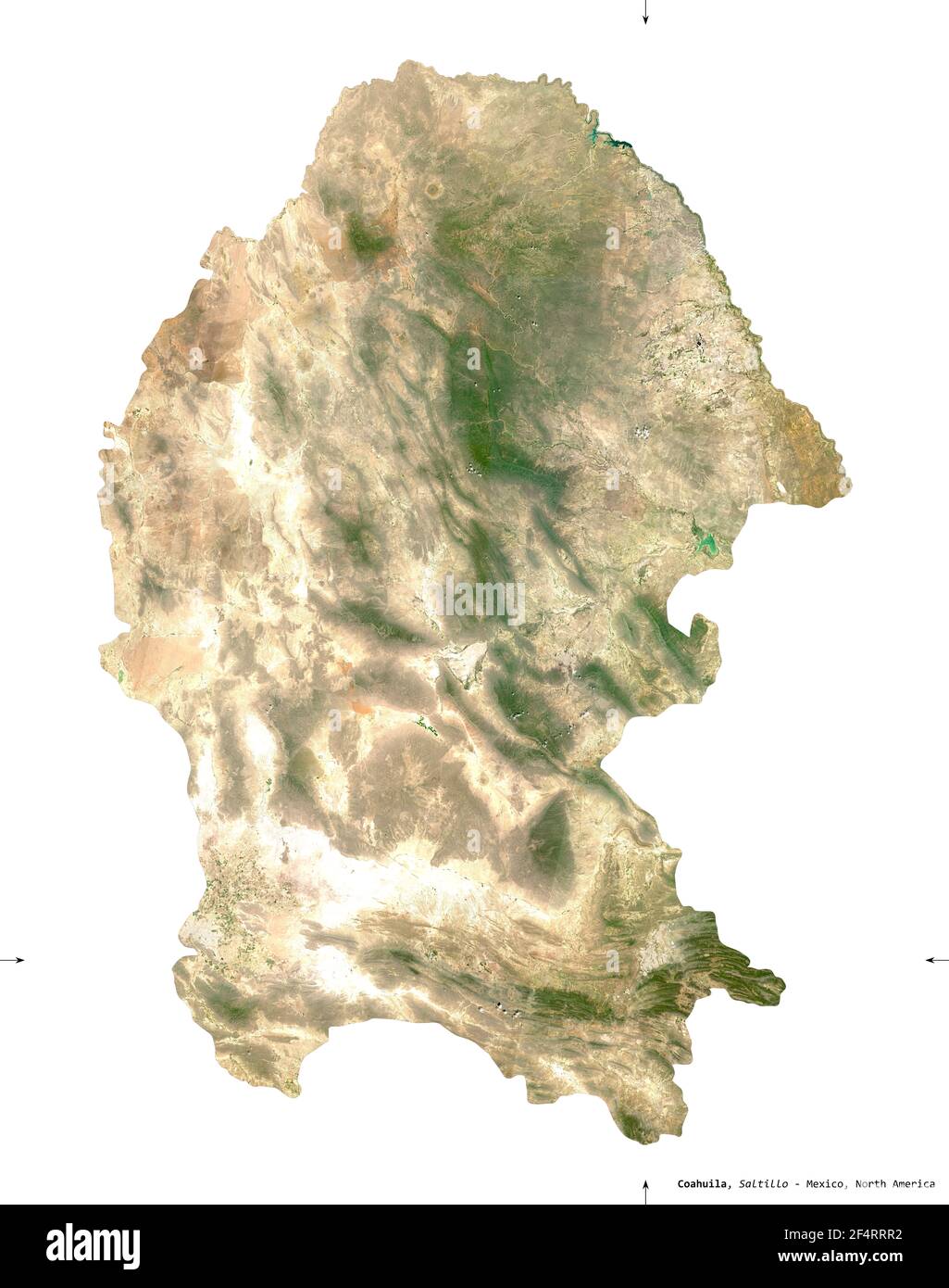 Coahuila, state of Mexico. Sentinel-2 satellite imagery. Shape isolated ...