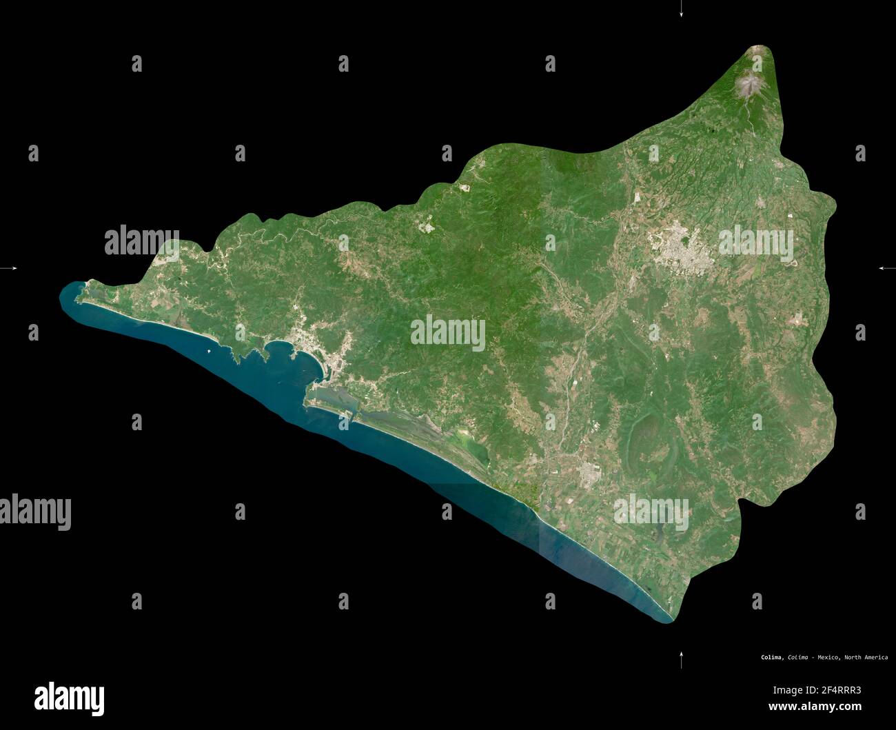 Colima, state of Mexico. Sentinel-2 satellite imagery. Shape isolated ...
