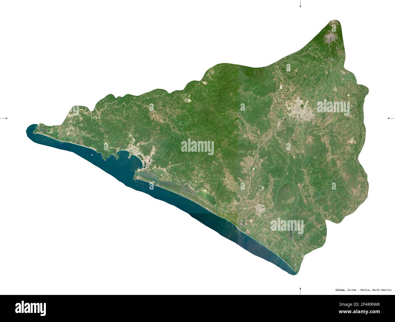 Colima, state of Mexico. Sentinel-2 satellite imagery. Shape isolated ...