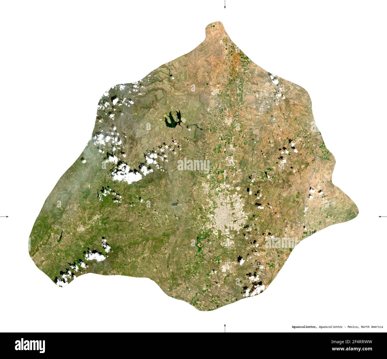 Aguascalientes, state of Mexico. Sentinel-2 satellite imagery. Shape ...