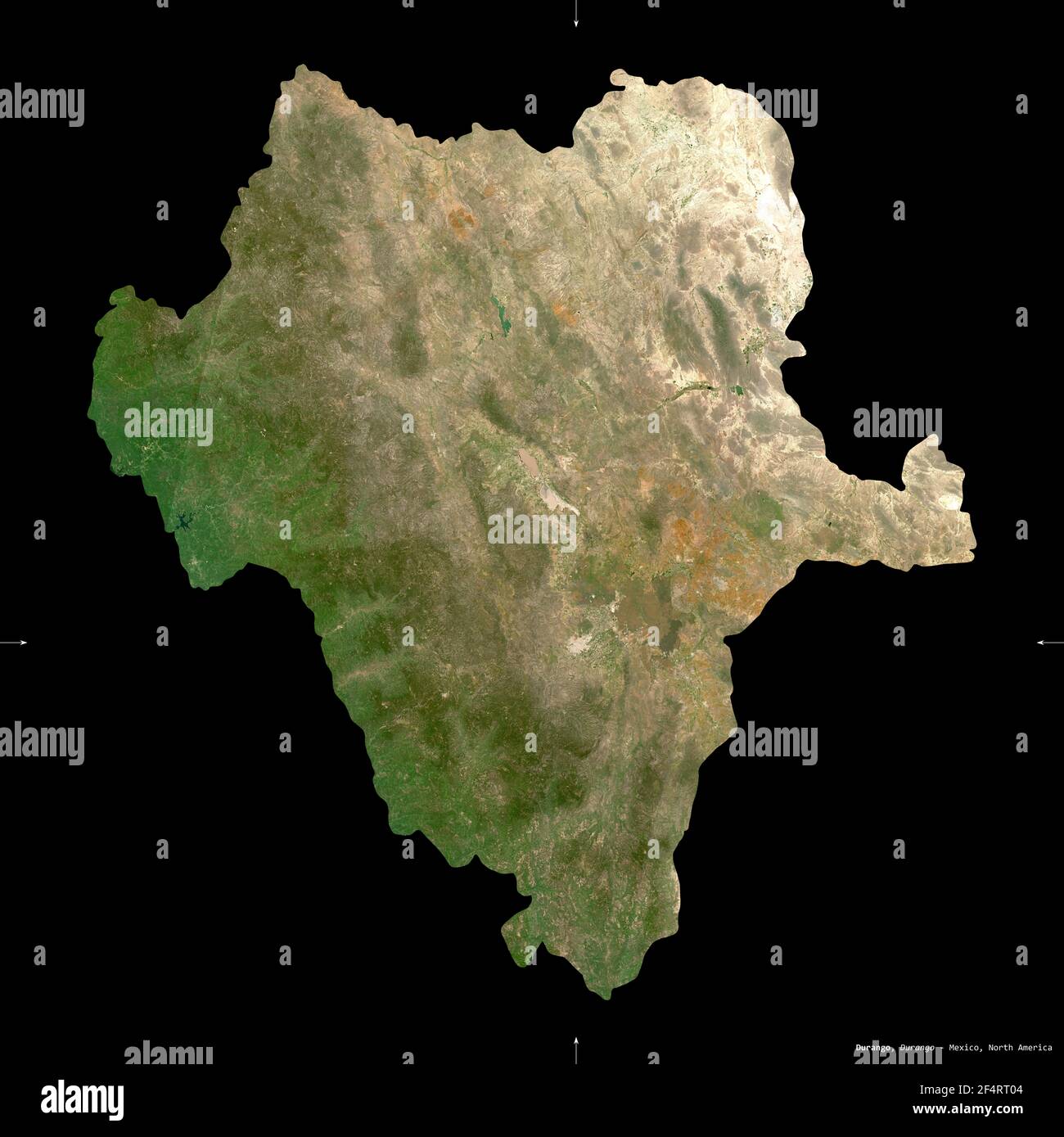 Durango, state of Mexico. Sentinel-2 satellite imagery. Shape isolated ...